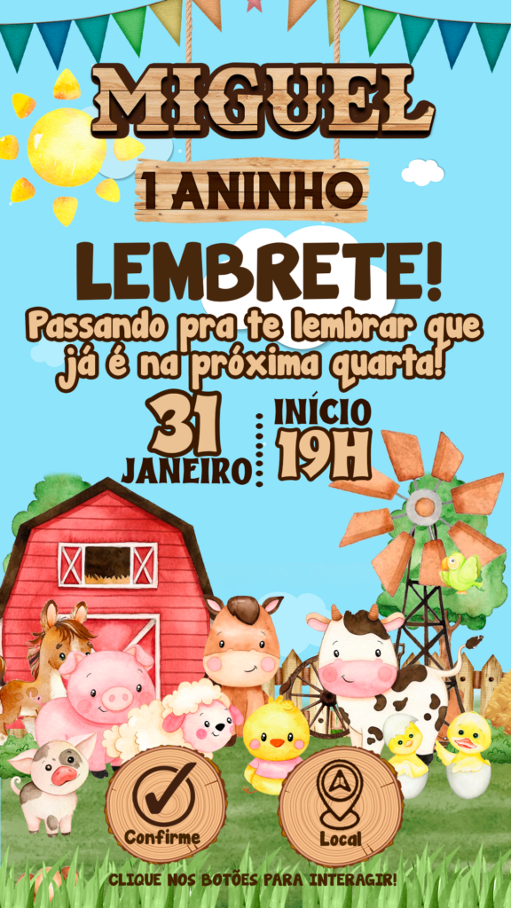 Kit Convite Animado + Lembrete Interativo – Convites Animados Lauri
